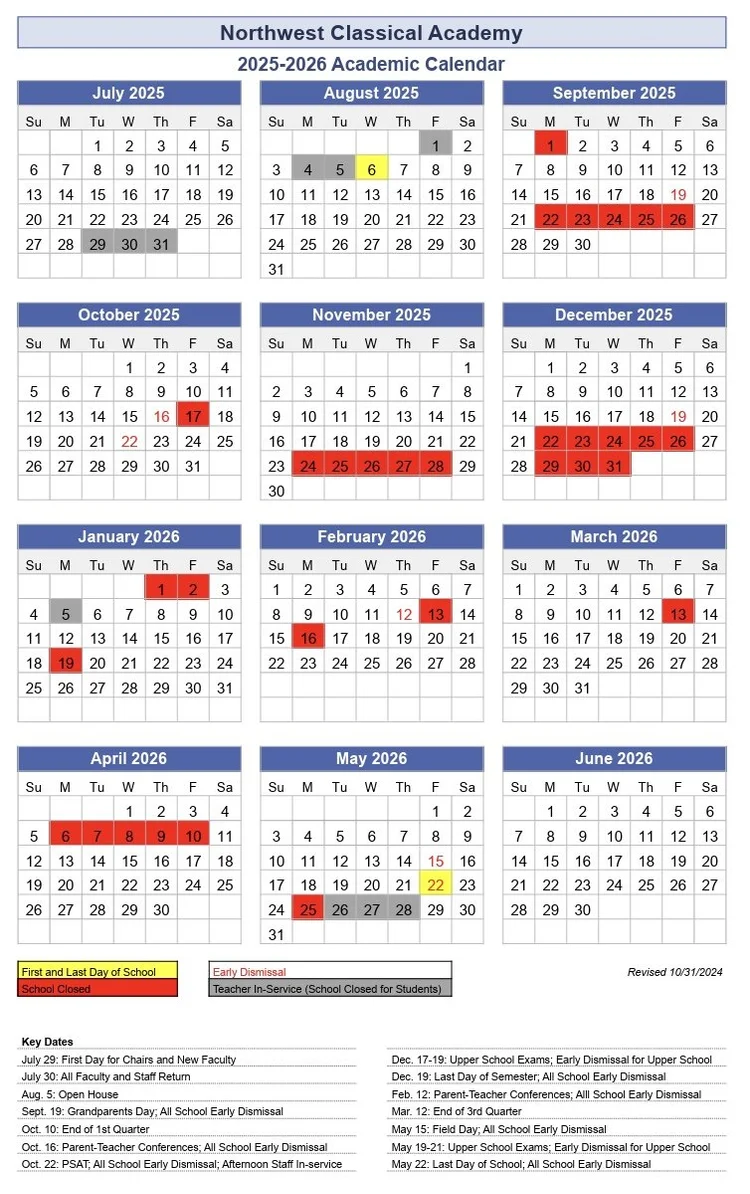 Calendars — Northwest Classical Academy